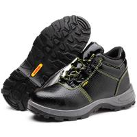 China Lightweight Construction Safety Shoes Black Real Leather Boots Unisex for sale