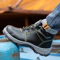 China Lightweight Construction Safety Shoes Black Real Leather Boots Unisex for sale