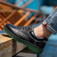 China Metal Toe Industrial Safety Shoes PU Black Leather Work Shoes For Men for sale