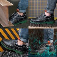 China Metal Toe Industrial Safety Shoes PU Black Leather Work Shoes For Men for sale