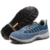 China Comfort Genuine Leather Safety Shoes , Blue Sports Work Shoes For Men'S Working for sale