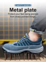 China Comfort Genuine Leather Safety Shoes , Blue Sports Work Shoes For Men'S Working for sale