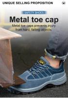 China Comfort Genuine Leather Safety Shoes , Blue Sports Work Shoes For Men'S Working for sale