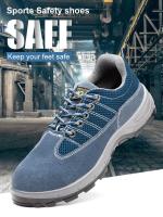 China Comfort Genuine Leather Safety Shoes , Blue Sports Work Shoes For Men'S Working for sale
