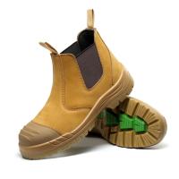 China Steel Tip Chelsea Safety Shoes Brown Cow Split Leather Shoes For Men for sale