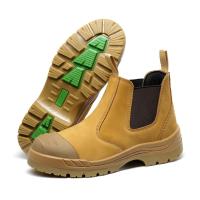 China Steel Tip Chelsea Safety Shoes Brown Cow Split Leather Shoes For Men for sale