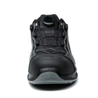 China Black Cowhide Leather Shoes Durable Mens Black Safety Shoes Slip Resistant for sale