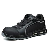 China Black Cowhide Leather Shoes Durable Mens Black Safety Shoes Slip Resistant for sale