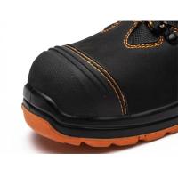 China Slip Resistant Genuine Leather Hiking Shoes Black Heavy Duty Steel Toe Boots Unisex for sale