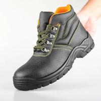China Steel Toe Genuine Leather Work Shoes Lightweight Steel Plate Safety Shoes Black for sale