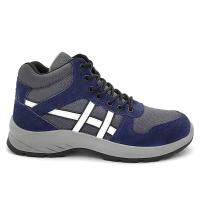 China Steel Toe Suede Leather Work Boots Blue Industrial Construction Boots for sale