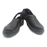 China Black Steel Toe Kitchen Shoes Unisex Restaurant Work Shoes Non Slip Clean Easy for sale