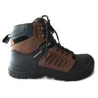 China PU Industrial Safety Shoes Brown Leather Steel Toe Boots For Autumn for sale