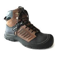 China PU Industrial Safety Shoes Brown Leather Steel Toe Boots For Autumn for sale