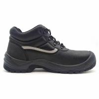 China PU Industrial Safety Shoes Black Leather Work Boots For Men for sale