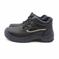 China PU Industrial Safety Shoes Black Leather Work Boots For Men for sale