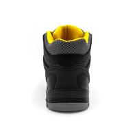 China Mens Genuine Leather Boots Black Heavy Duty Safety Boots Slip Resistant for sale