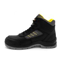 China Mens Genuine Leather Boots Black Heavy Duty Safety Boots Slip Resistant for sale