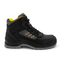 China Mens Genuine Leather Boots Black Heavy Duty Safety Boots Slip Resistant for sale