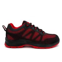 China KPU Breathable Mesh Work Boots S3 Slip Resistant Steel Toe Shoes Black Red for sale
