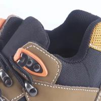 China Nubuck Leather Construction Safety Shoes Yellow With Steel Toe And Tpu Outsole for sale
