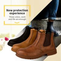 China Crazy Horse Leather Chelsea Safety Shoes Waterproof Steel Toe Boots Industrial for sale