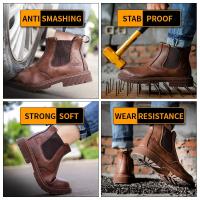 China Crazy Horse Leather Chelsea Safety Shoes Waterproof Steel Toe Boots Industrial for sale