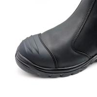 China Black Chelsea Work Boot Mens Steel Toe Engineer Boots Crazy Horse Leather for sale
