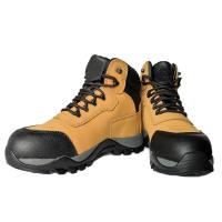 China Nubuck Leather Security Work Boots Non Slip Rubber Sole Shoes Yellow for sale