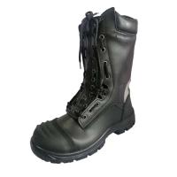 China Durable Firefighter Safety Boots Black Firefighter Steel Toe Boots For Fire Fighting for sale