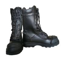 China Durable Firefighter Safety Boots Black Firefighter Steel Toe Boots For Fire Fighting for sale