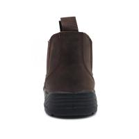 China Brown Genuine Leather Chelsea Boots Waterproof Work Safety Boots Without Lace for sale