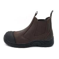 China Brown Genuine Leather Chelsea Boots Waterproof Work Safety Boots Without Lace for sale
