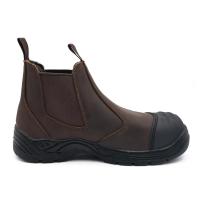China Brown Genuine Leather Chelsea Boots Waterproof Work Safety Boots Without Lace for sale