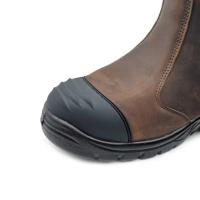 China Brown Genuine Leather Chelsea Boots Waterproof Work Safety Boots Without Lace for sale