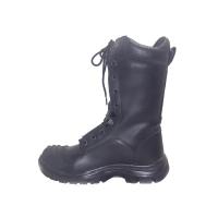 China Black Leather Firefighter Boots Heat Insulation Firefighter Boots Steel Toe Reflect Stripe for sale