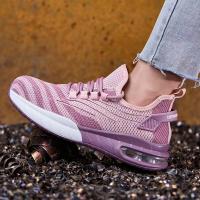 China Pink Office Steel Toe Shoes Slip Resistant Sport Shoes For Women for sale