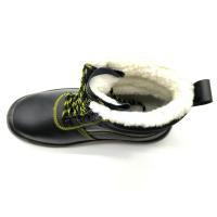 China Mens Black Leather Steel Toe Boots Anti Puncture High Top Safety Boots For Winter for sale