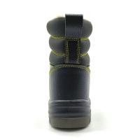 China Mens Black Leather Steel Toe Boots Anti Puncture High Top Safety Boots For Winter for sale