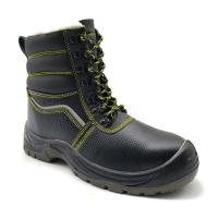 China Mens Black Leather Steel Toe Boots Anti Puncture High Top Safety Boots For Winter for sale