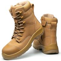 China Yellow Style Martin Boots Slip Resistant / Wear Resistant Cowhide Work Boots for sale