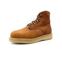 China Mens Flat Sole Work Boots High Top Round Toe Steel Toe Boots Vintage British Style for sale