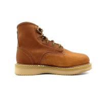 China Mens Flat Sole Work Boots High Top Round Toe Steel Toe Boots Vintage British Style for sale