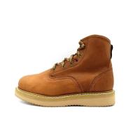 China Mens Flat Sole Work Boots High Top Round Toe Steel Toe Boots Vintage British Style for sale