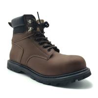 China Brown Genuine Leather Martin Boots Mid Top Goodyear Welt Boots Casual for sale