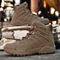 China Mid High Tactical Desert Boots Lightweight Combat Hiking Boots Unisex for sale