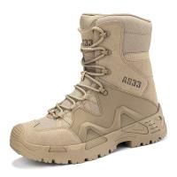 China Mens Tactical Work Boots Black Yellow Hiking Camping Boots for sale