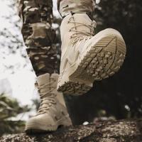 China Mens Tactical Work Boots Black Yellow Hiking Camping Boots for sale