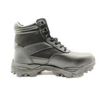 China Round Toe Black Mid Calf Combat Boots with Steel Toe and Steel Sole Protection for sale