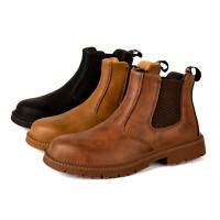 China Waterproof Woodland Chelsea Fashionable Rubber Leather Shoes Men Steel Toe for sale